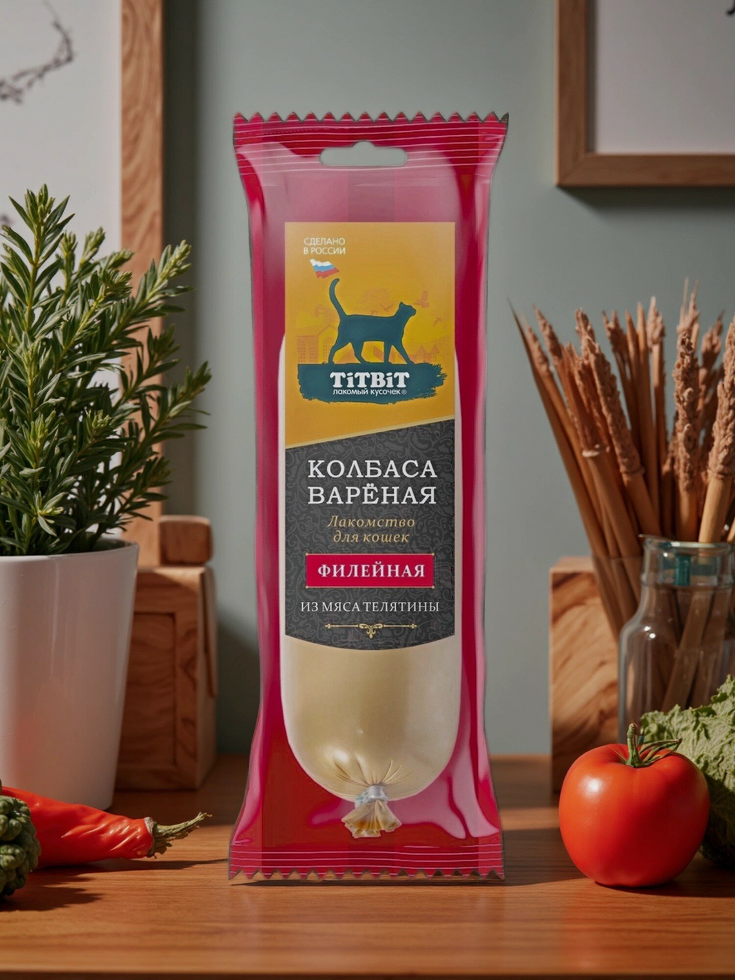 Колбаса вареная ТитБит Филейная лакомство для кошек 100 г