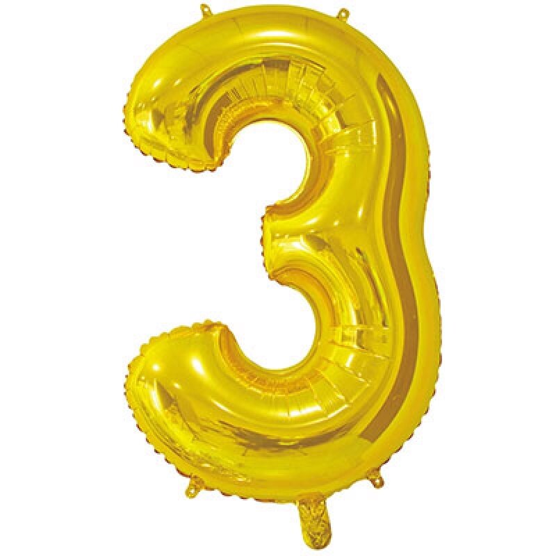 Воздушный шар Веселая затея "Цифра 3", Gold, 26 дюймов