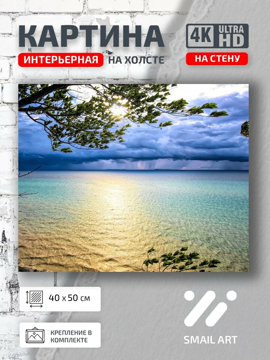 Картина на холсте интерьерная 40 на 50 на стену Природа Michigan для спальни пейзаж