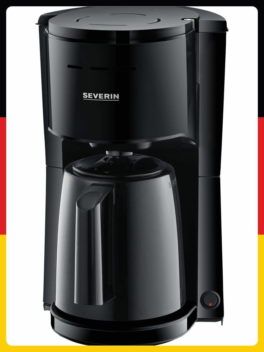 Кофеварка Severin KA 9306, черная, емкость: 8 чашек, термокувшин, с функцией фильтрованного кофе