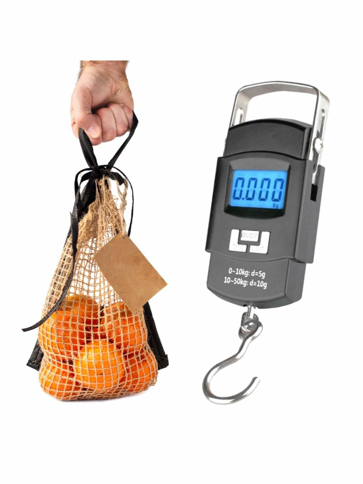 Безмен электронный, весы для багажа, ручные весы для кухни, рыболовные, кантер до 50 кг