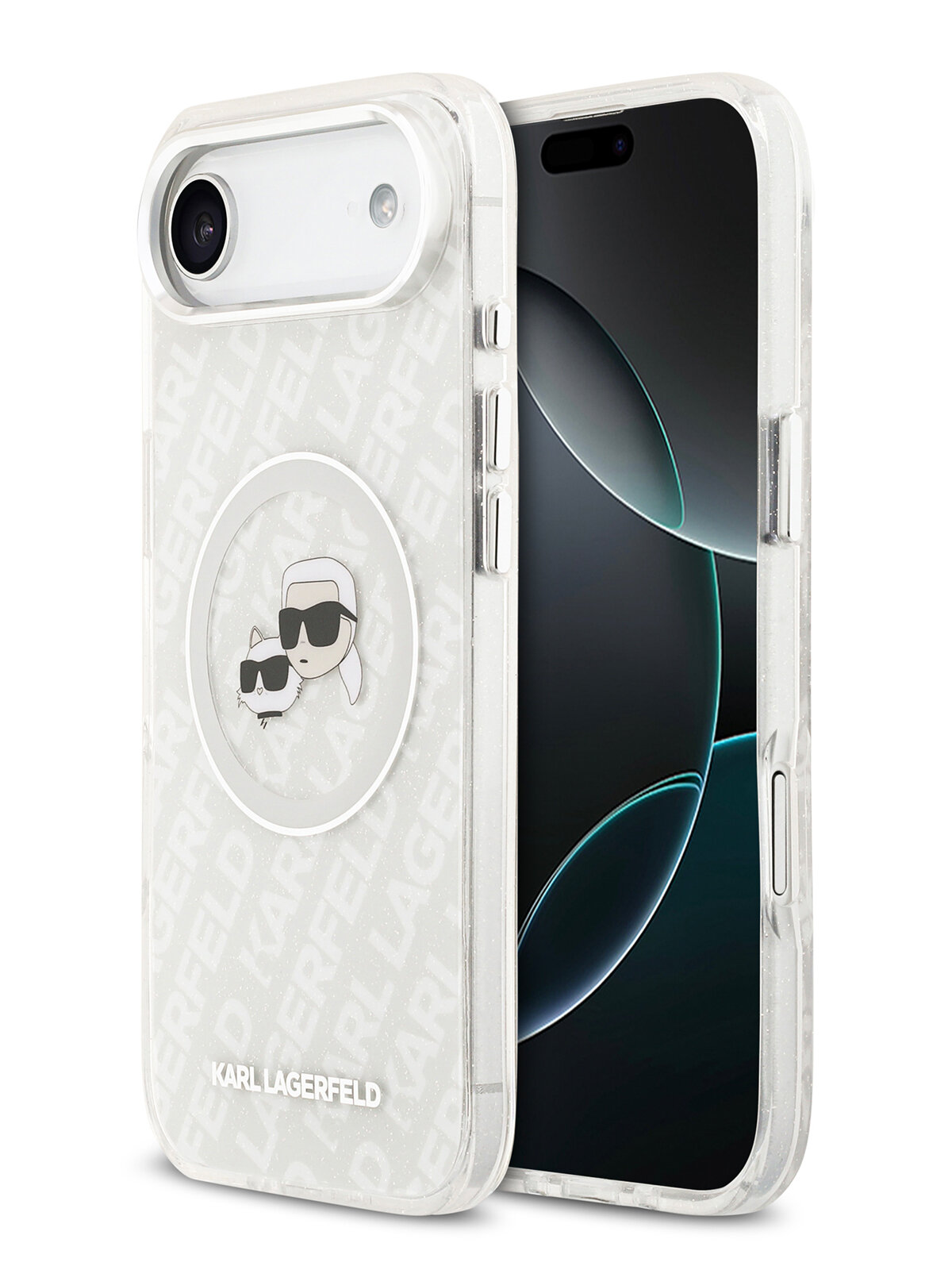 Чехол Karl Lagerfeld на iPhone Air, с магнитами MagSafe, с принтом IML Design, с защитным бортиком, серый