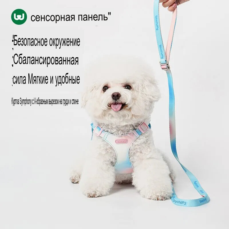 Собака синего цвета-Y-образная шерсть на груди и спине + поводок [рекомендуемая масса 8-15 кг] Размер M