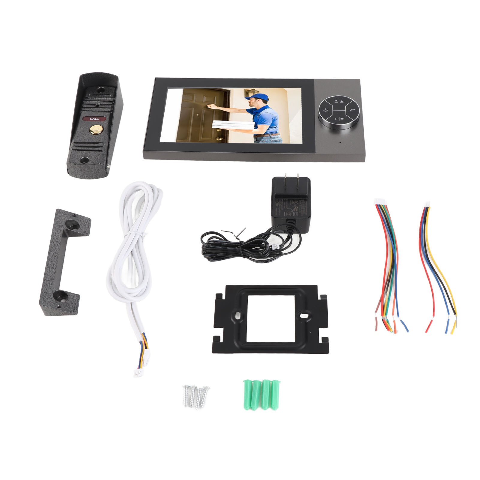 Система видеодомофона, дверной звонок, 4-проводной 7-дюймовый смарт-домофон, HD, ночное видение, IP65, сигнализация обнаружения, 100‑240 В