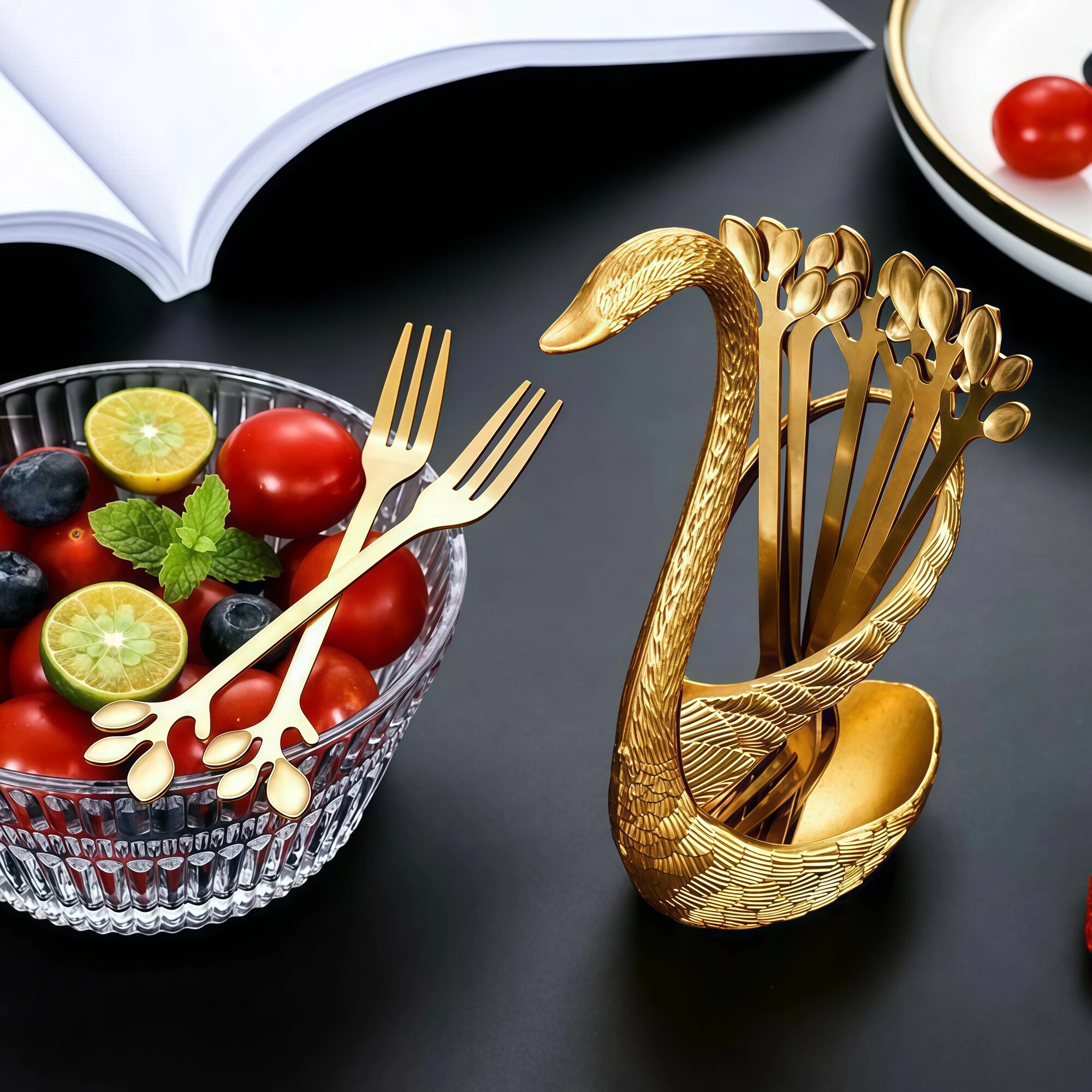 Набор фруктовых вилок из нержавеющей стали, баночка для хранения create Cygnus, всего семь штук