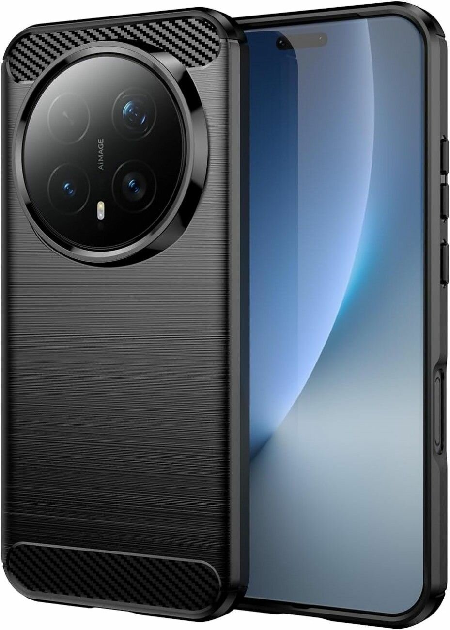 Чехол на HONOR Magic 8 Pro силиконовый карбон сталь черный