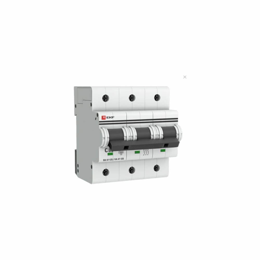 Автоматический выключатель EKF PROxima ВА 47-125, 3P, 80А, 15кА mcb47125-3-80C