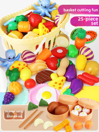 Игрушки для детей Набор кухонный для нарезки фруктов овощей пиццы торта для игры в домик девочки (Che Che Le 47-компонентный набор)