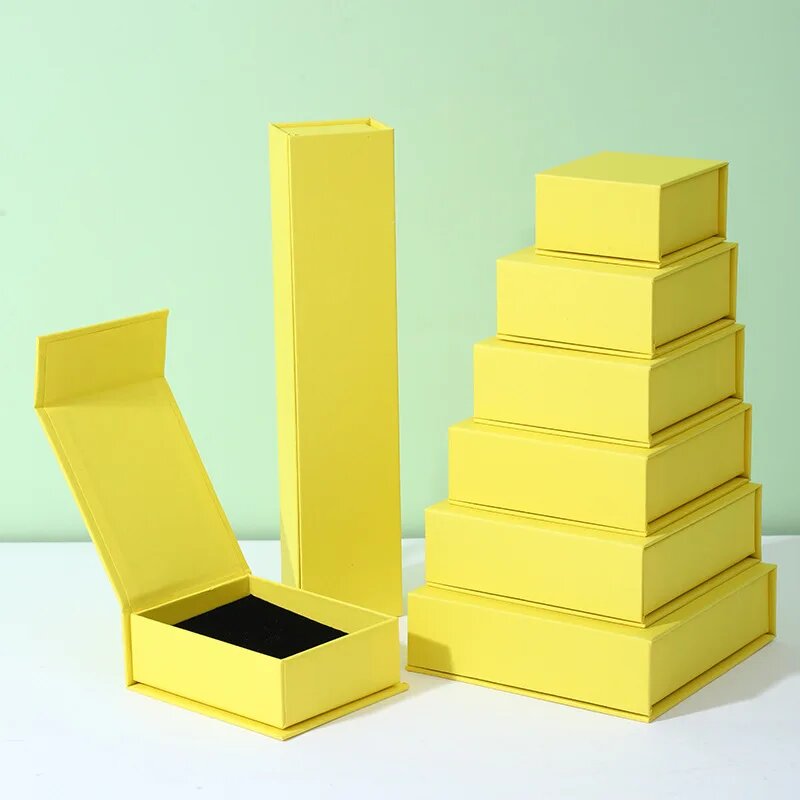 Магнитные картонные подарочные коробки, набор из 12/24 штук yellow, NO.7-11x11x3.2cm, 12pcs