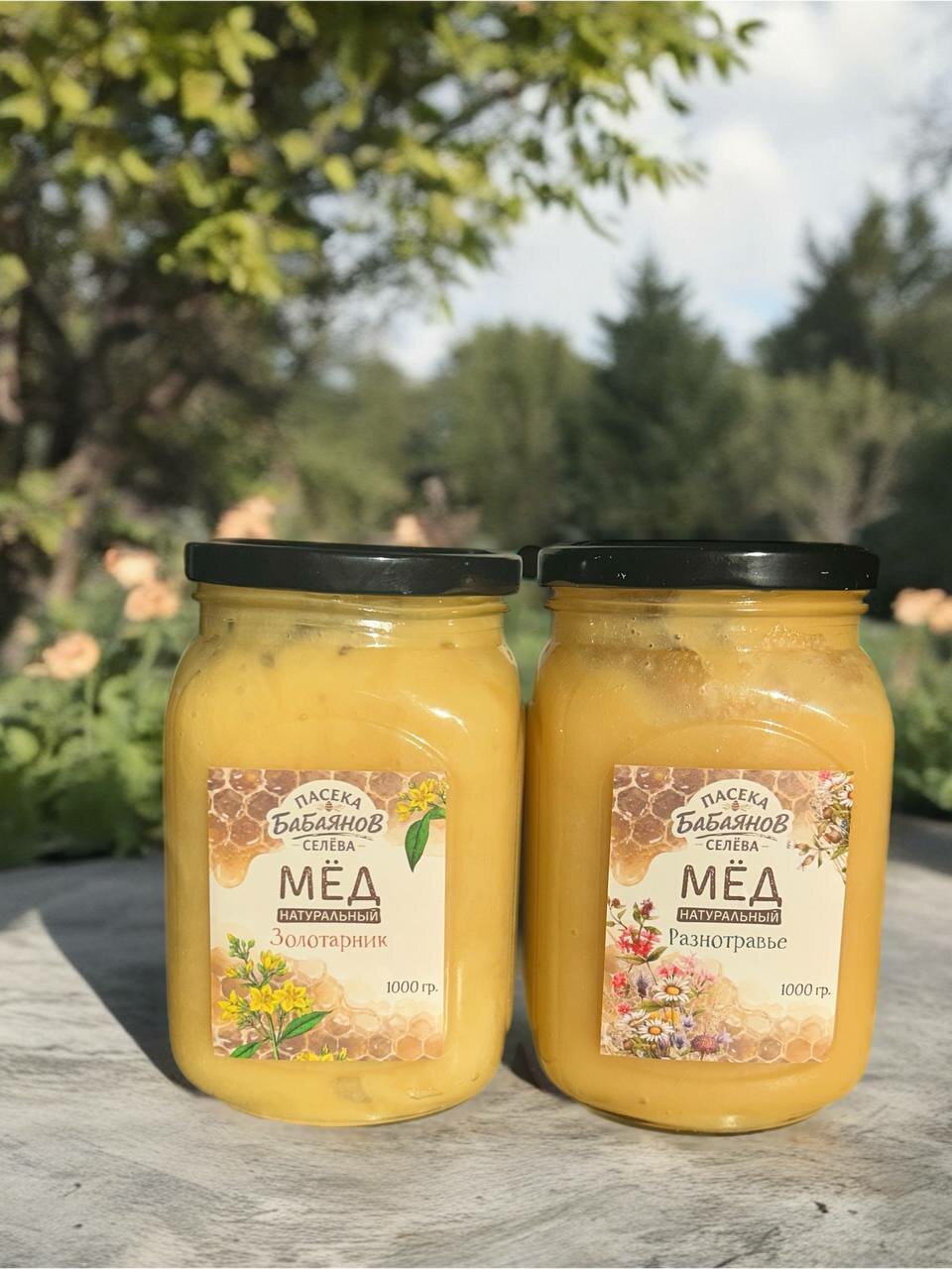 Набор меда. 2*0,75 кг меда - золотарник и разнотравье