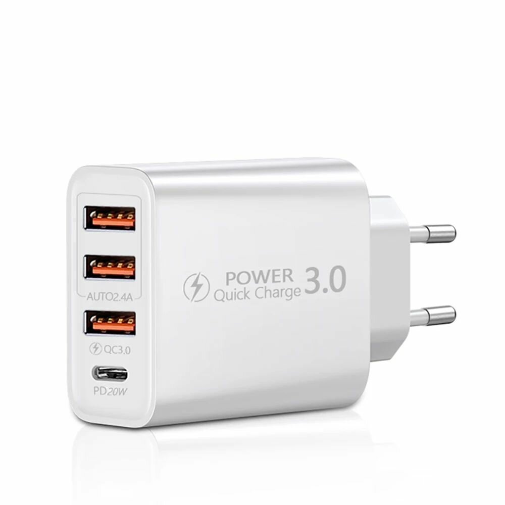 Зарядное устройство USB-C мощностью 60 Вт с быстрой зарядкой, 4 порта, поддержка PD Type-C Quick Charge 3.0, сетевой адаптер для iPhone и Xiaomi.