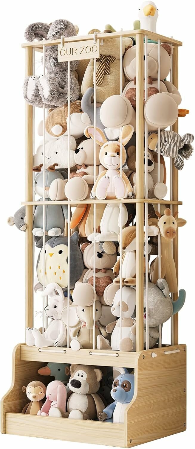Деревянные мягкие игрушки зоопарка с игрушечным сундуком