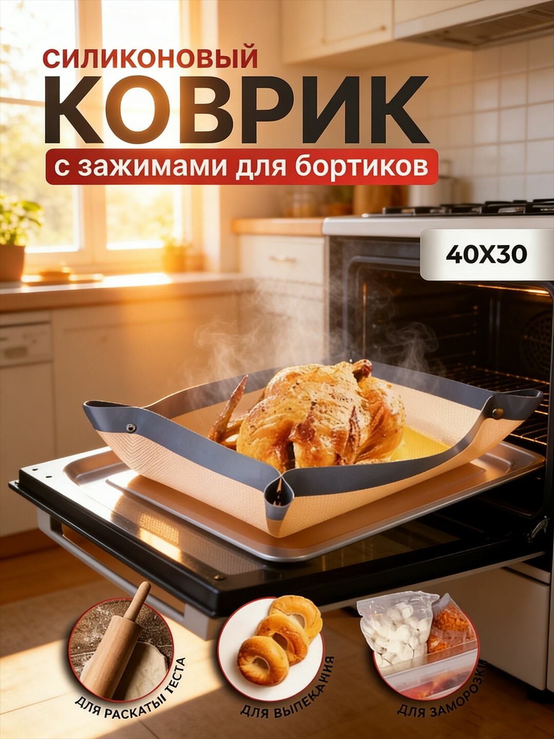 Силиконовый коврик для выпечки с волокном, термостойкий, антипригарный, большой прямоугольный