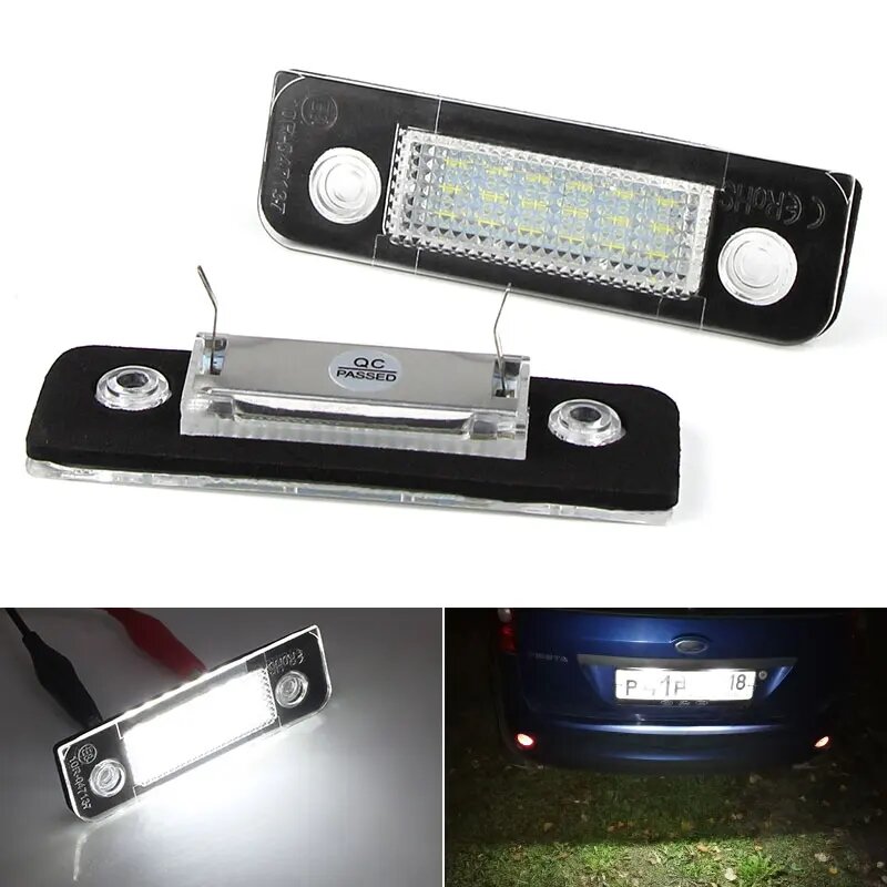 Комплект Из 2 Светодиодных Фонарей Подсветки Номерного Знака Для Ford Fusion 2001-2011, Fiesta MK5 2001-2008