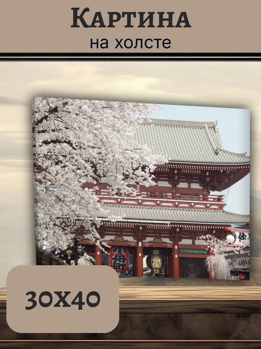 Картина Япония Japan 30x40 храм сакура
