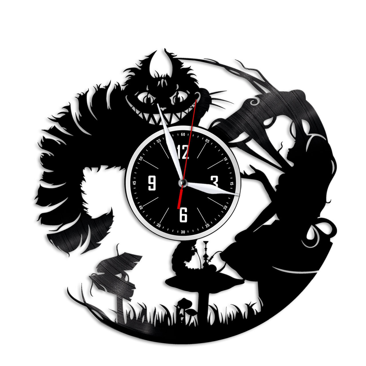 Алиса в стране чудес - настенные часы из виниловой пластинки