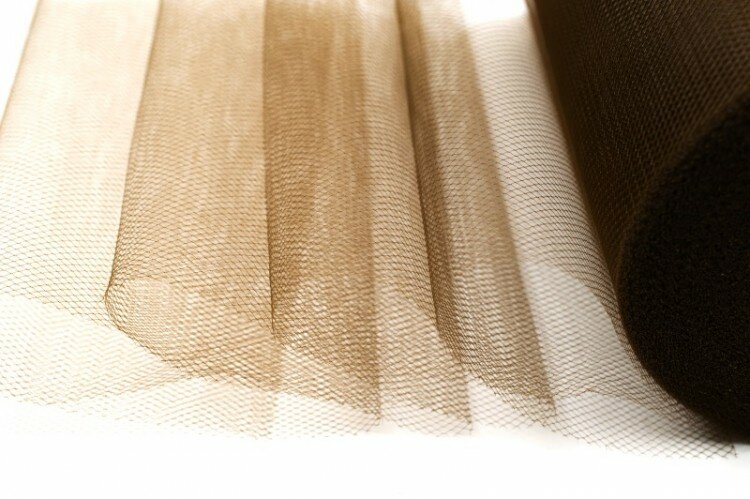 Фатин средней жесткости, ширина 15см, цвет коричневый, 100% нейлон, 1035-031, 1 метр