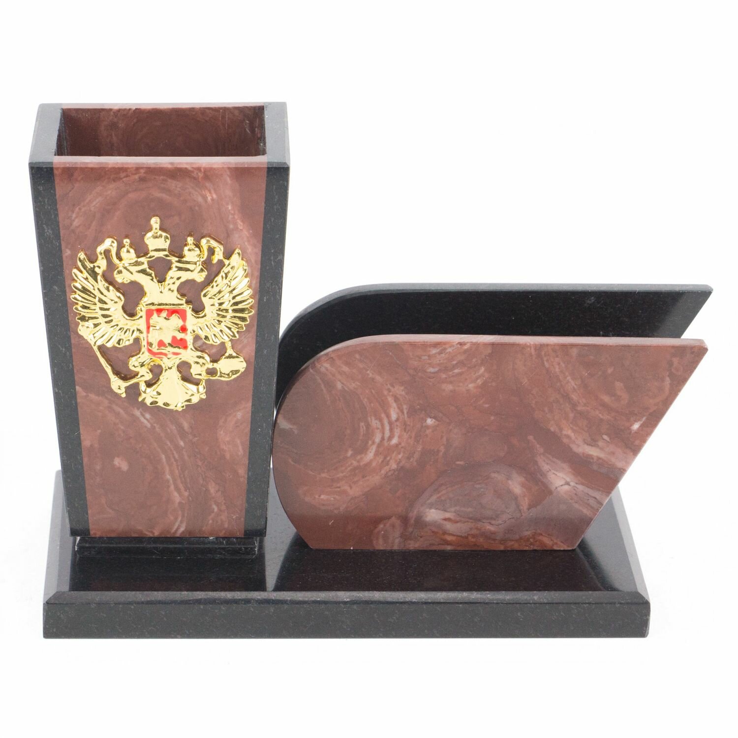 Карандашница с визитницей "Герб" из лемезита 118943