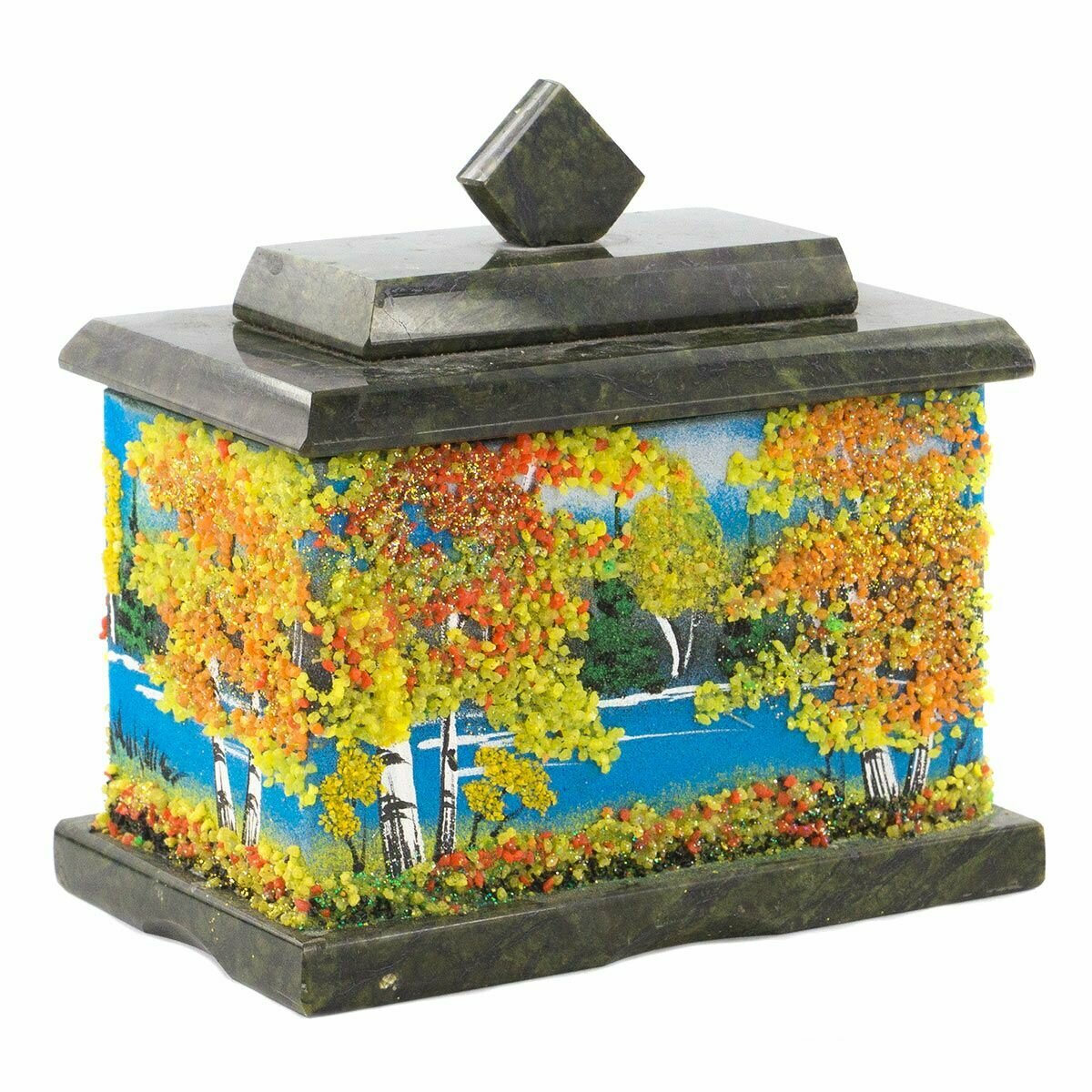 Шкатулка с рисунком из каменной крошки "Осень" 10,5х7х10 см 120511