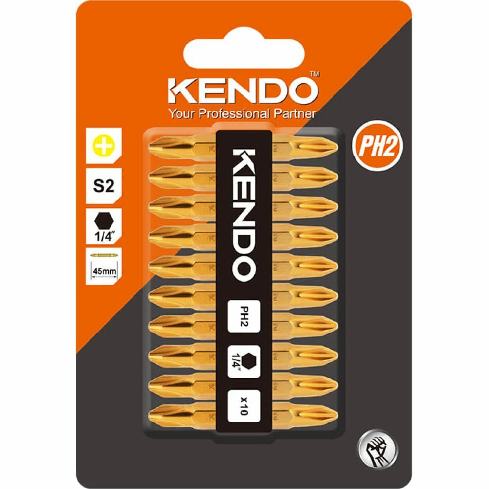 Набор двусторонних бит с титановым покрытием KENDO 10 шт 25404220