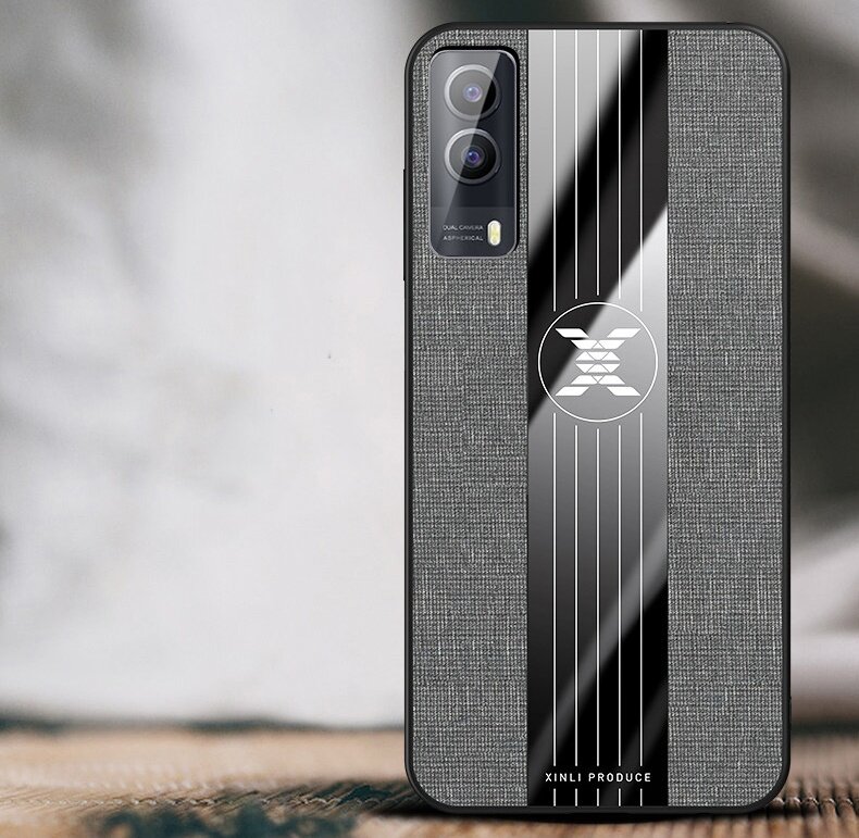 Чехол задняя панель MyPads из качественного силикона с текстурным покрытием со стеклянной вставкой для Vivo Y53s серый