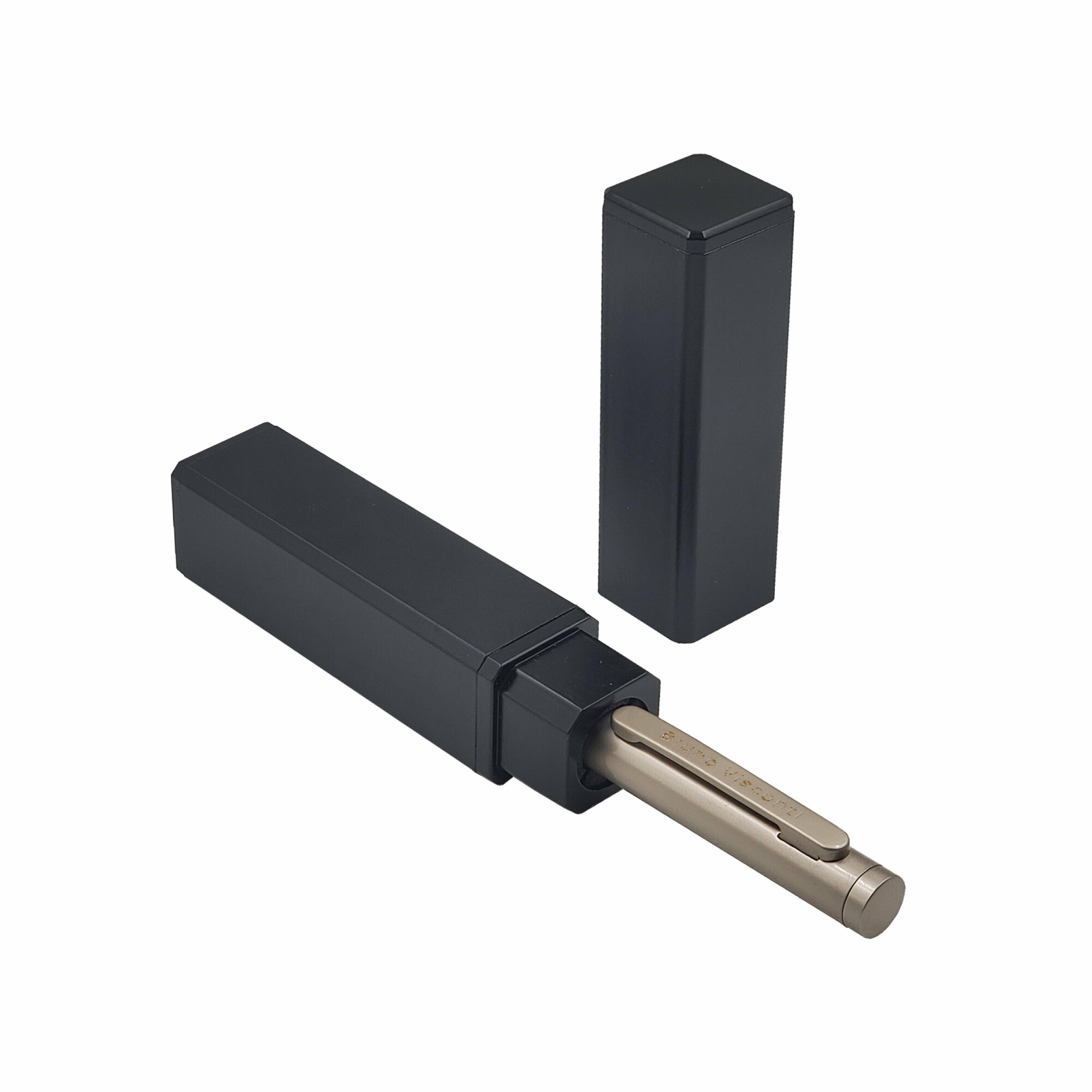 Ручка "FIRENZE" В тубусе прямоугольной формы 1.00 ММ, синяя (корпус шампань, футляр черный)