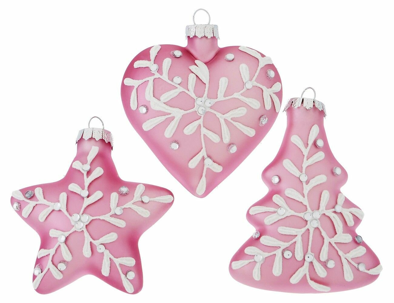 Набор коллекционных ёлочных игрушек мирано (с декором по центру), стекло, розовый, 8 см, 3 шт, Boltze 2012133-1