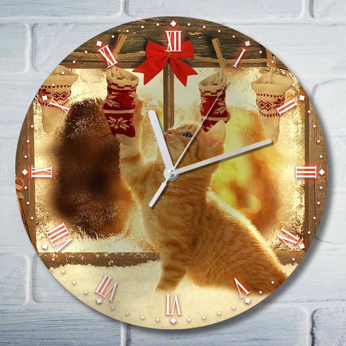 Настенные часы УФ праздники кот, год кролика, новый год, рождество - 7076