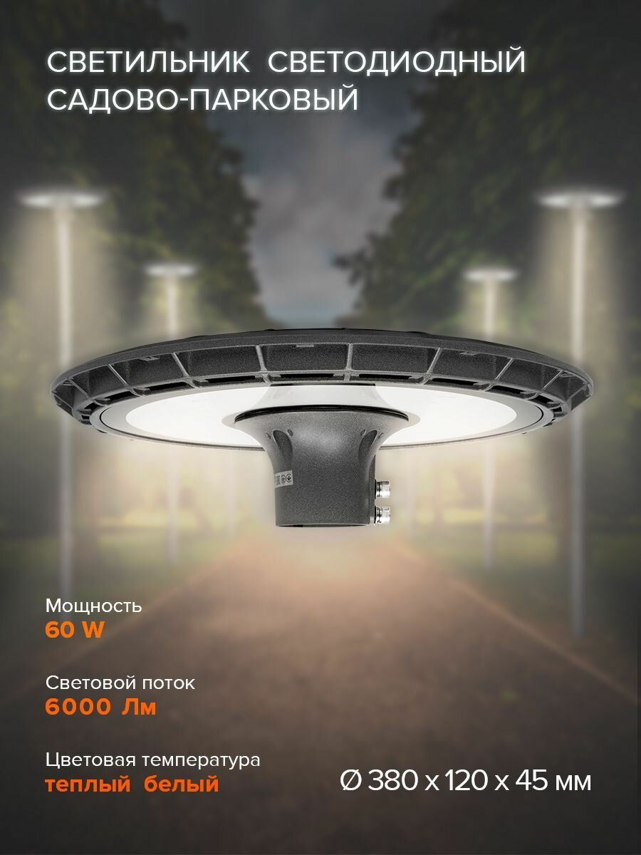 Светильник светодиодный садово-парковый Jazzway PGL 04 60w 3000K