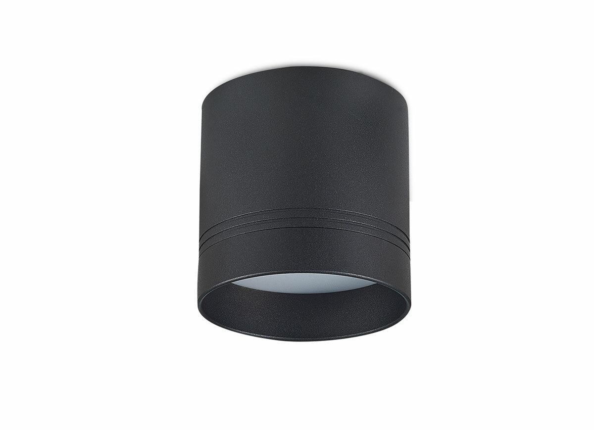 Donolux LED Barell св-к накладной, 23Вт, D128х128Hмм, 2120Лм, 120°, 3000К, IP20, Ra80, PF65,220-245В, черный RAL9005, источник питания в комплекте
