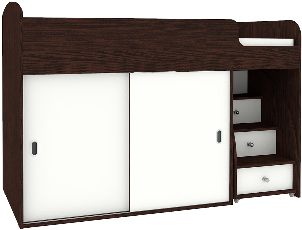 Кровать чердак Малыш Купе Венге Белый