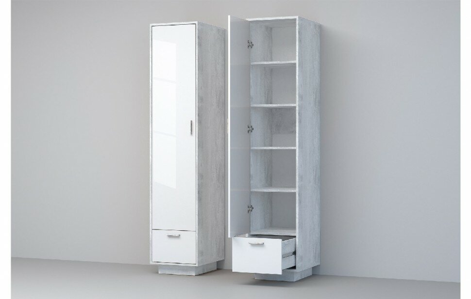 Шкаф пенал для одежды ЭГО, МФ-Купе, 51х41х197, цвет белый, ЛДСП