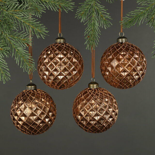 Елочные шары Cinco De Mayo 10 см, 4 шт, стекло, Winter Deco, 19039-23036-набор