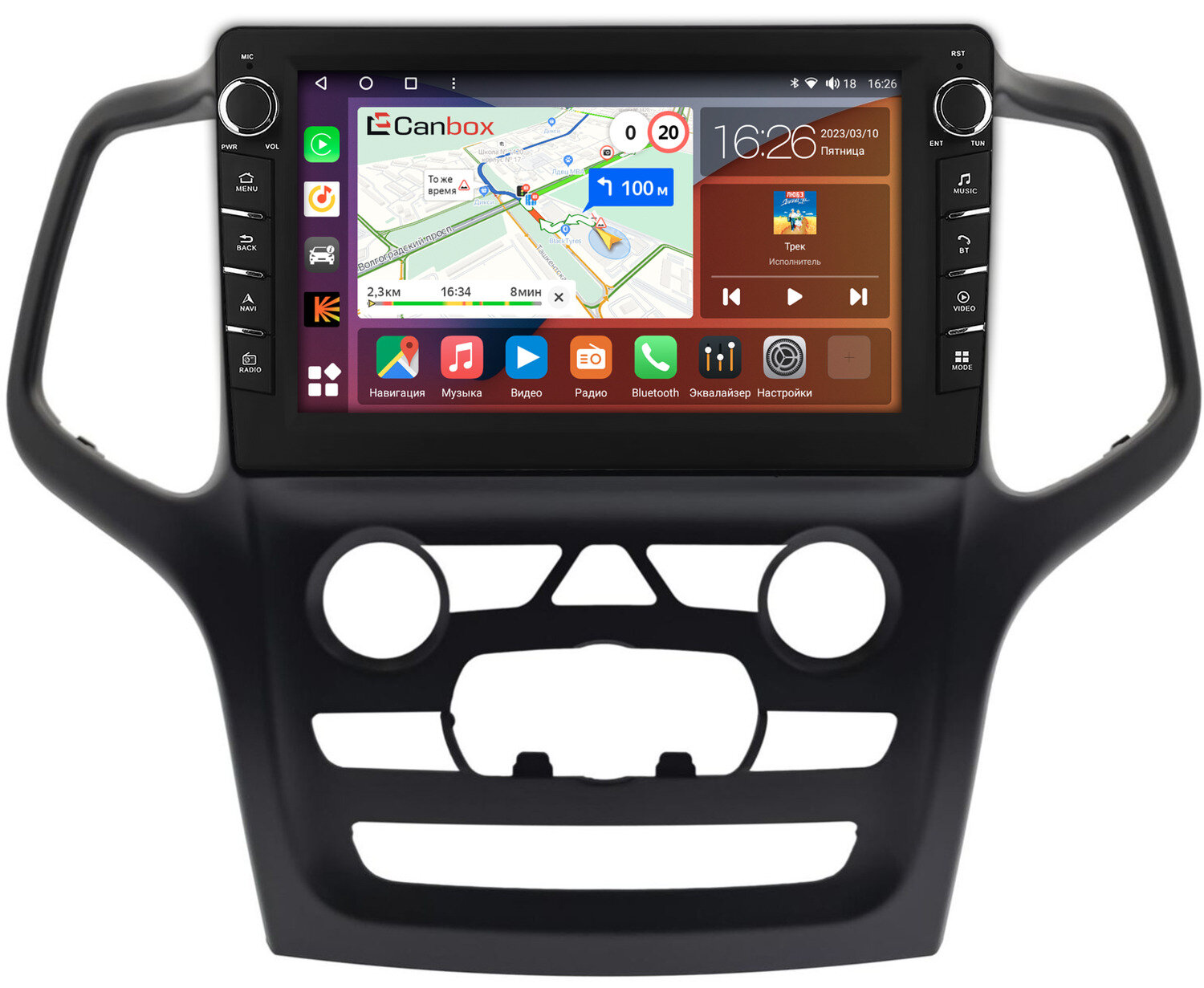 Штатная магнитола Jeep Grand Cherokee 4 (WK2) 2013-2022 (Тип B) Canbox H-Line 7833-9-0360 Android 10 (4G-SIM, 4/64, DSP, IPS) С крутилками