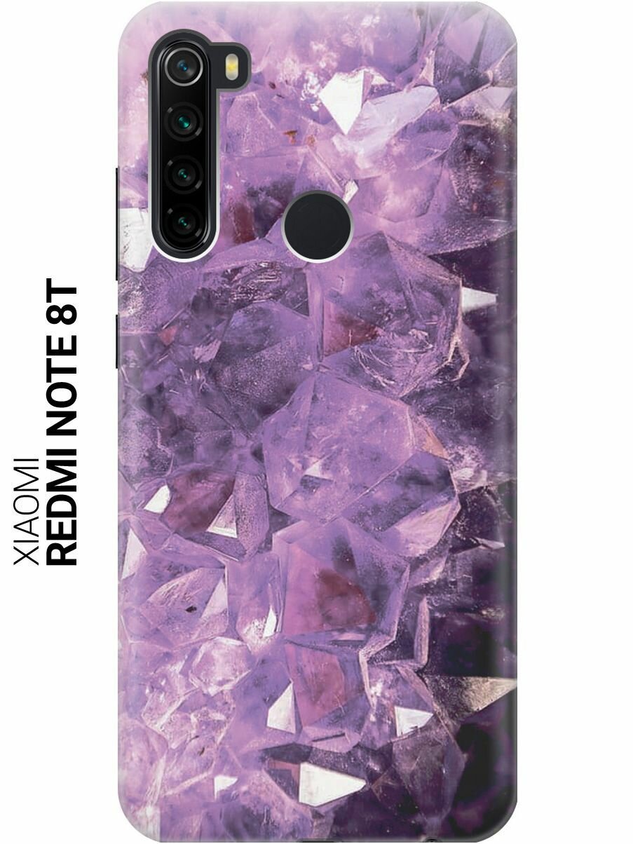 Силиконовый чехол на Xiaomi Redmi Note 8T, Сяоми Редми Ноут 8Т с принтом "Сиреневые кристаллы"