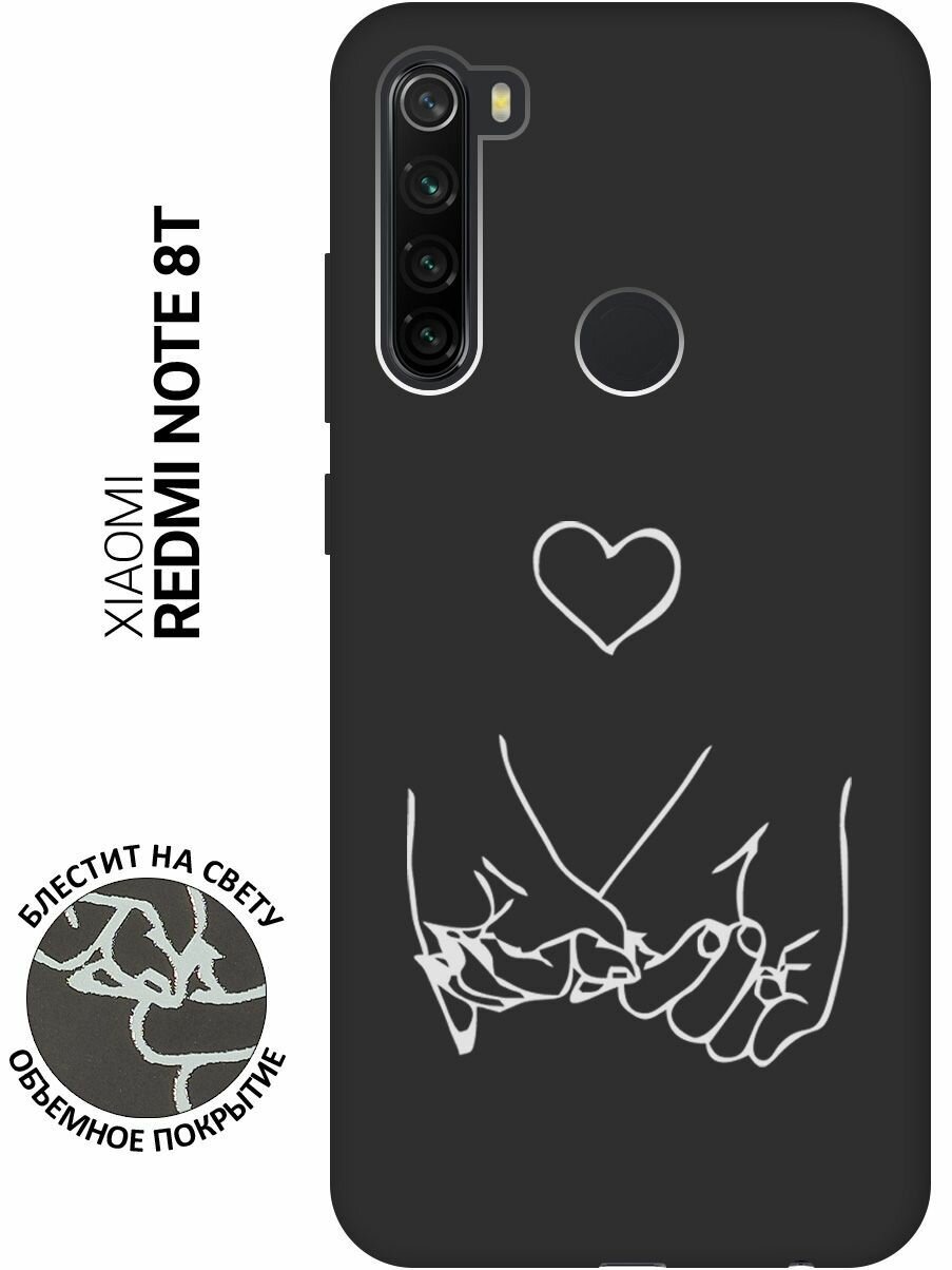 Матовый Soft Touch силиконовый чехол на Xiaomi Redmi Note 8T, Сяоми Редми Ноут 8Т с 3D принтом "Lovers Hands W" черный