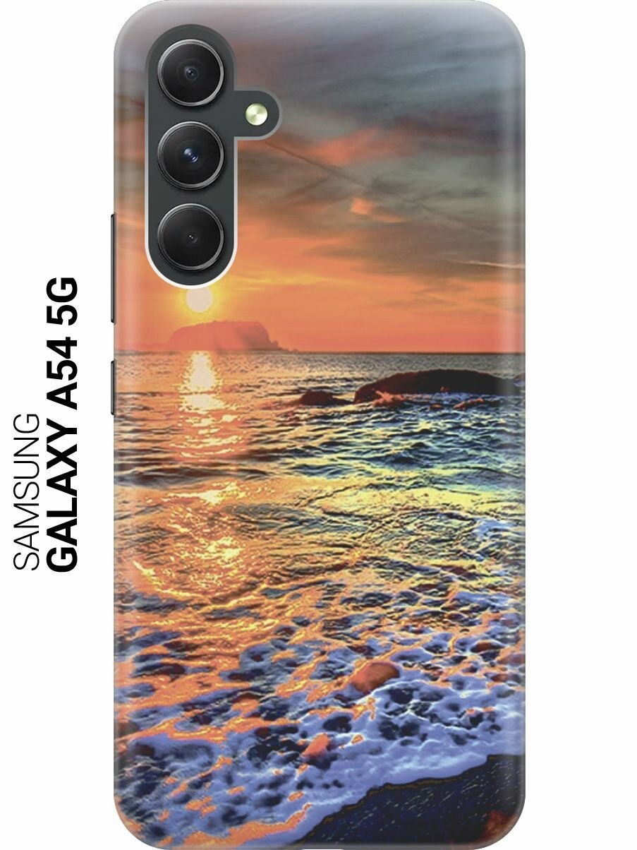 Силиконовый чехол на Samsung Galaxy A54 5G, Самсунг А54 с принтом "Закат на море"