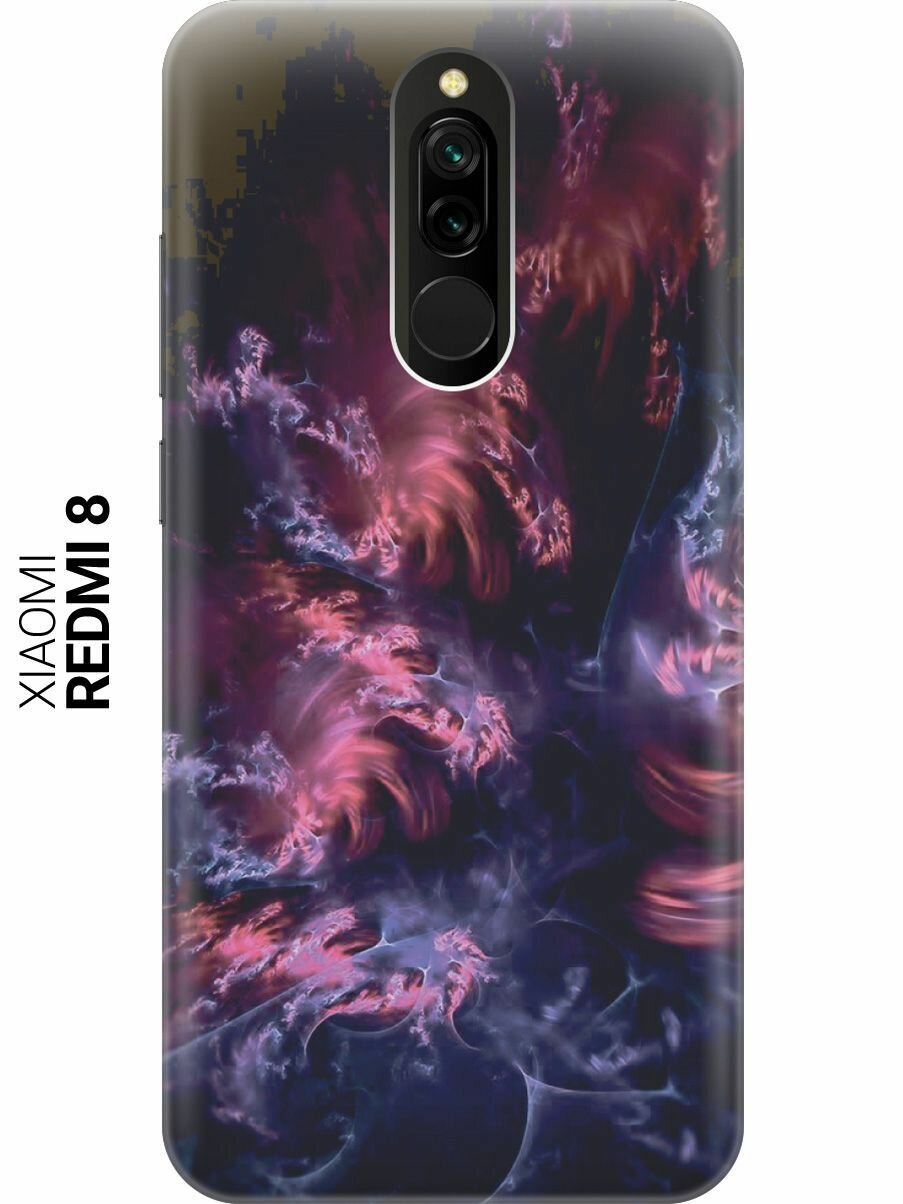 Силиконовый чехол на Xiaomi Redmi 8, Сяоми Редми 8 с принтом "Розово-фиолетовые молнии"