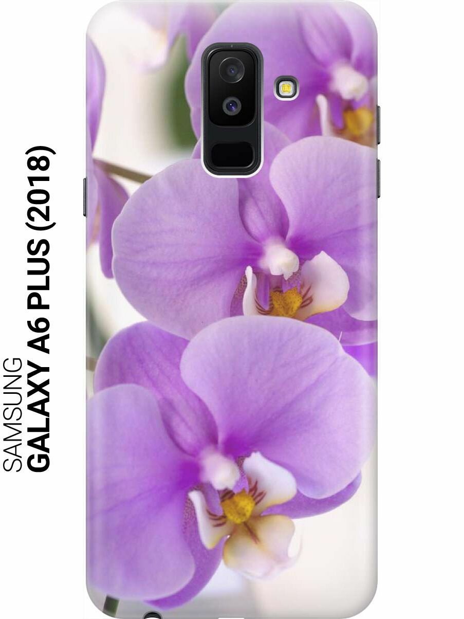 Ультратонкий силиконовый чехол-накладка для Samsung Galaxy A6 Plus (2018) с принтом "Сиреневые орхидеи"