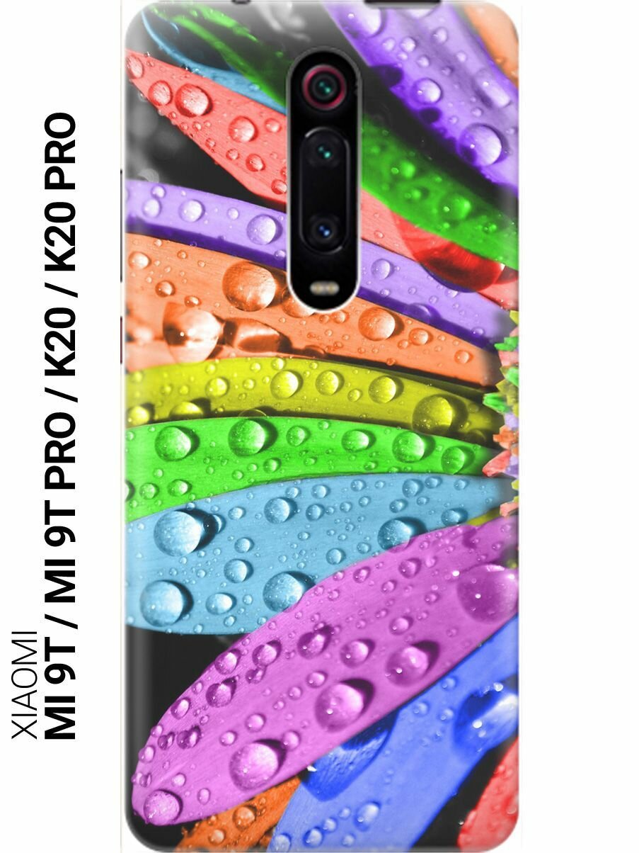 Ультратонкий силиконовый чехол-накладка для Xiaomi Mi 9T, Mi 9T Pro, K20, K20 Pro с принтом "Разноцветные листья в каплях"