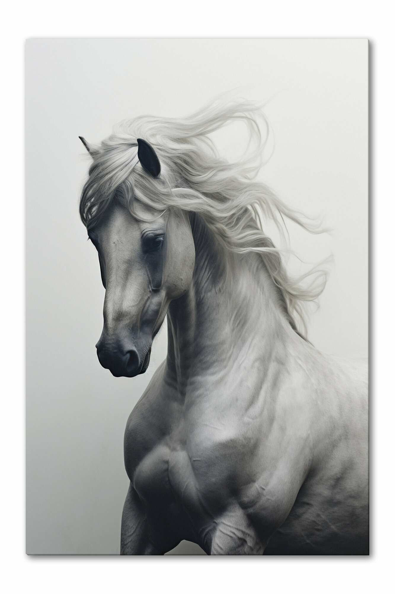 Картина для интерьера на холсте, «Дикая белая лошадь» 50х70, холст натянут на подрамник