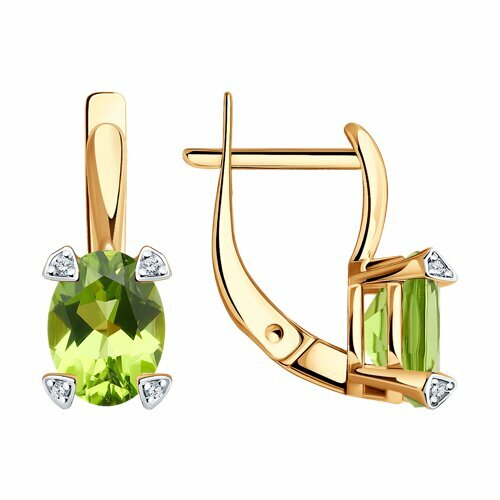 Серьги, красное золото, 585 проба, фианит