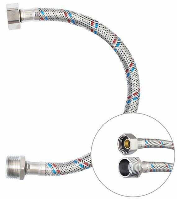Клип 1322 подводка гибкая для воды со стальной гайкой 1/2" В/Н, 300мм