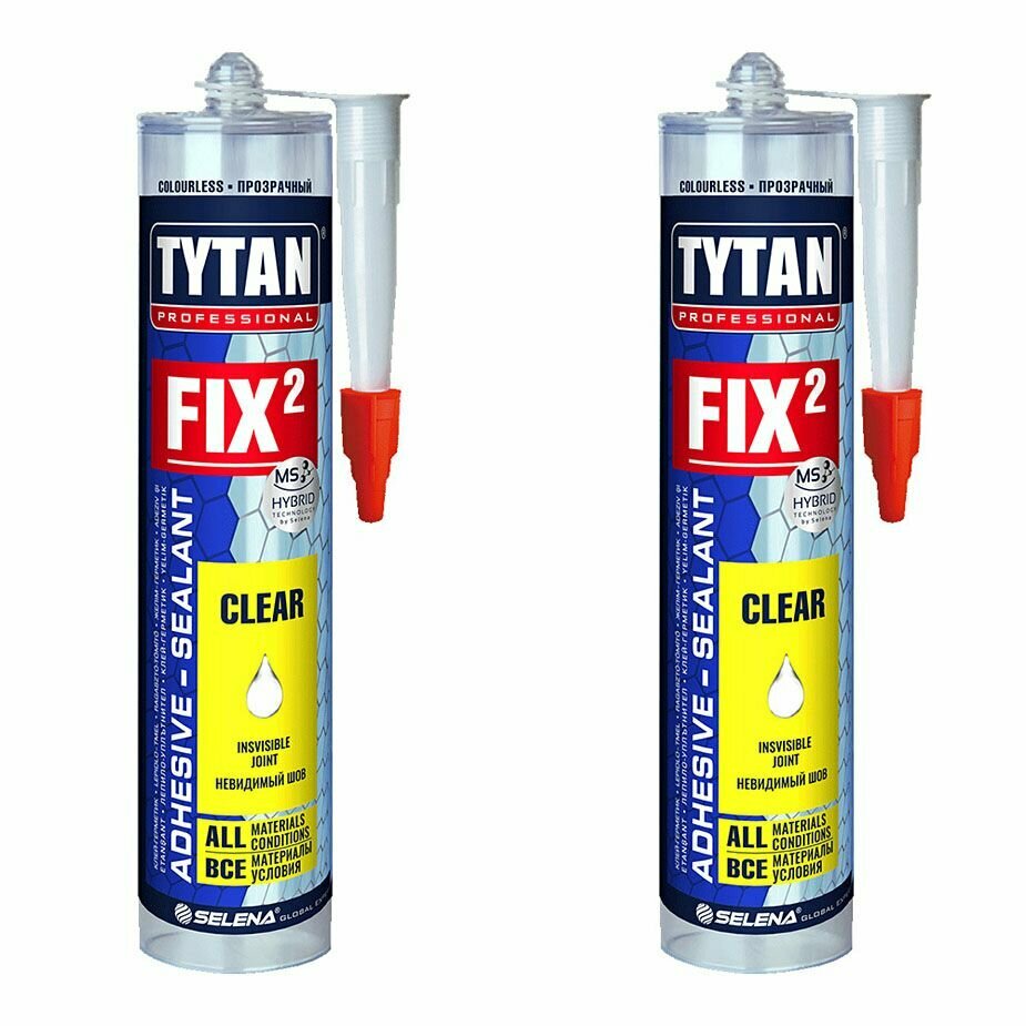 Клей-герметик гибридный MS-полимерный Tytan Fix2 Clear прозрачный 290 мл (2 шт.)