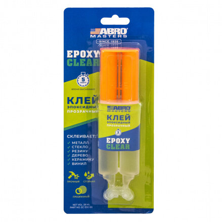 Клей эпоксидный прозрачный в шприце 25 мл ABRO MASTERS