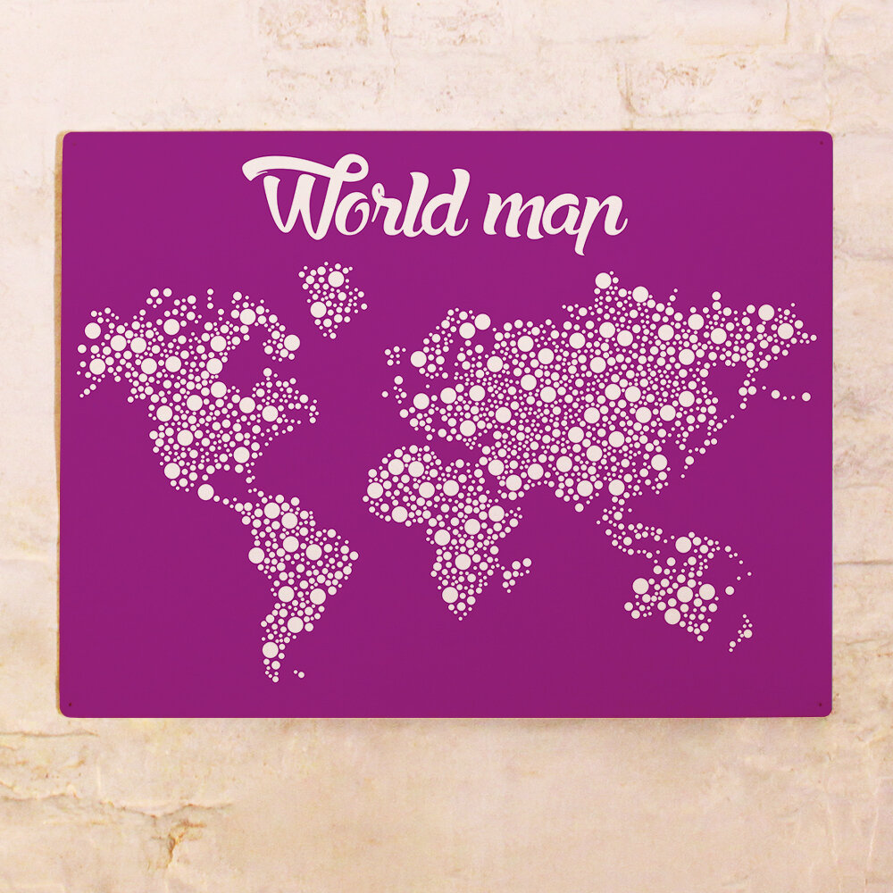 Фиолетовая карта мира 60х80 см