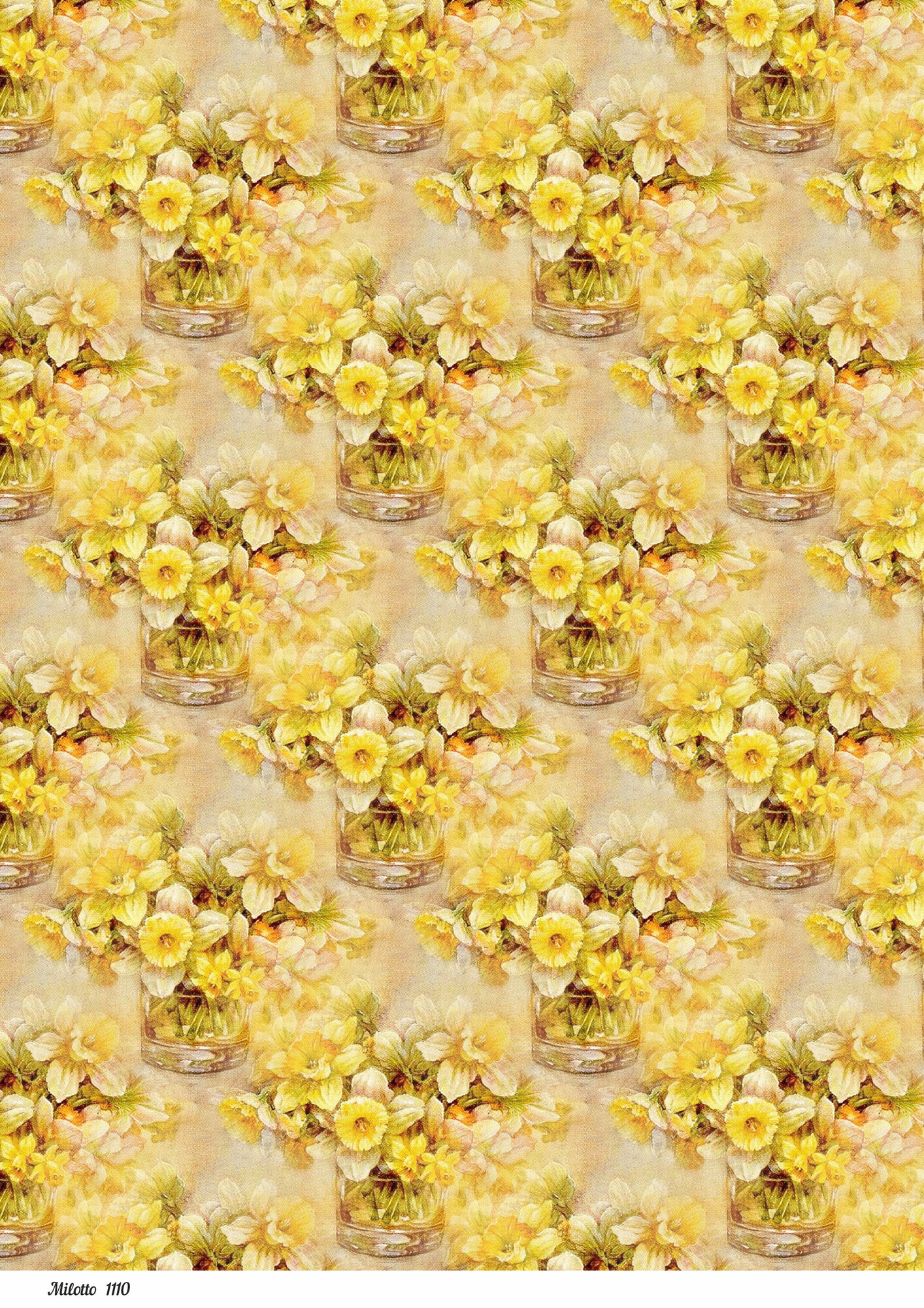Картинки для декупажа на рисовой бумаге A4 1110 фон цветы нарциссы винтаж Milotto