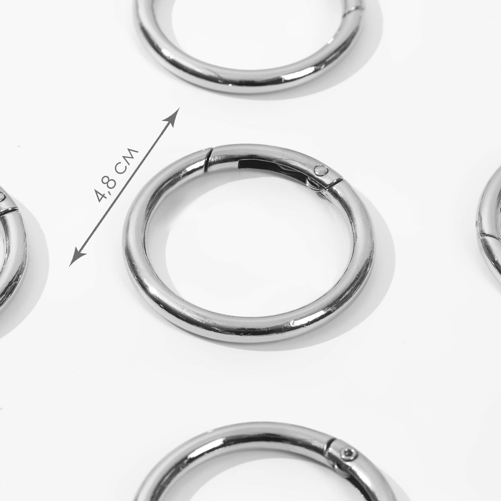 Кольцо-карабин, d = 38/48 мм, толщина - 5 мм, 5 шт, цвет серебряный, 4125120