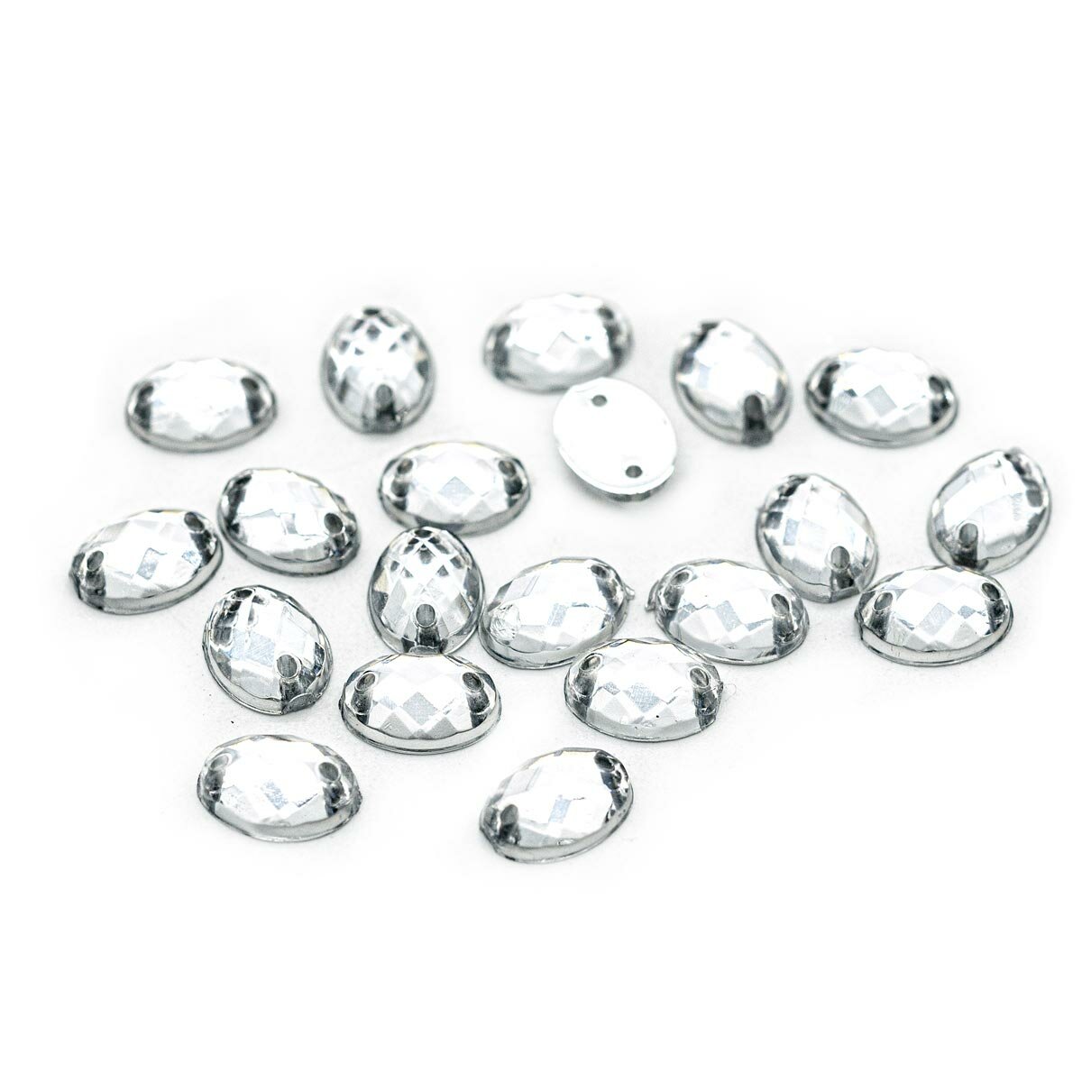 Стразы пришивные овальные, 6*8 мм, 20 шт, акриловые, прозрачные, Astra&Craft