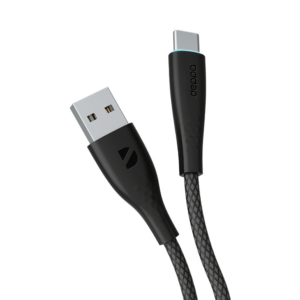 Кабель для зарядки смартфона Fly USB - Type-C, 3А, 1м, черный, Deppa, Deppa 72531